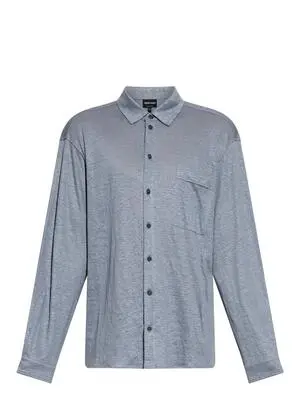 Giorgio Armani Linen Shirt With Pocket - Blue