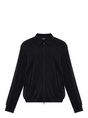 Giorgio Armani Zip-up Velour Jacket - Black