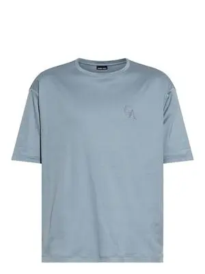 Giorgio Armani T-shirt With Embroidered Logo - Blue