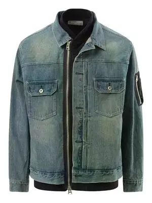 Sacai Panelled Denim Jacket - Blue