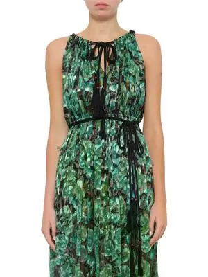 LANVIN Floral Print Sleeveless Maxi Dress - Green
