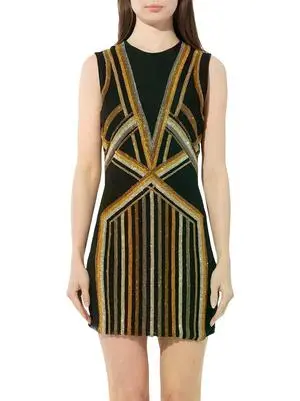 Balmain Embroidered Mini Dress - Black