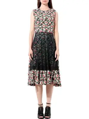 Balenciaga Sleeveless Floral Jacquard Midi Dress - Grey
