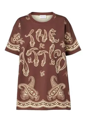 Attico Oversized Cotton Jersey Bandana T-shirt - Brown