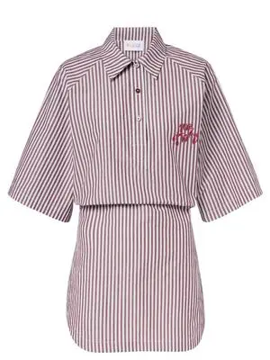 Attico Striped Cotton Polo Dress - Burgundy