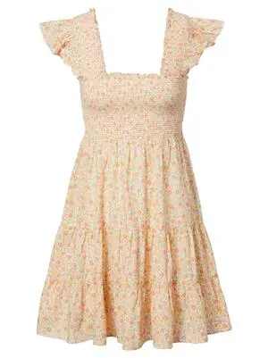 Rixo Katie Floral Cream Cotton Minidress - Multicoloured
