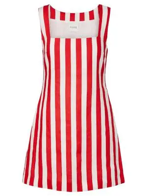 Posse Alice Striped Linen Mini Dress - Red