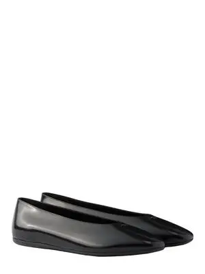 Prada Brushed Leather Ballerinas - Black