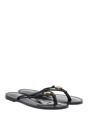 AMANU Kiwayu Leather Thong Sandals - Black