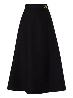 Valentino Garavani Vgold Crepe Couture Midi Skirt - Black
