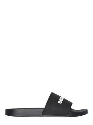 Balenciaga Pool Slide Bal Logo Rubber Slides - Black