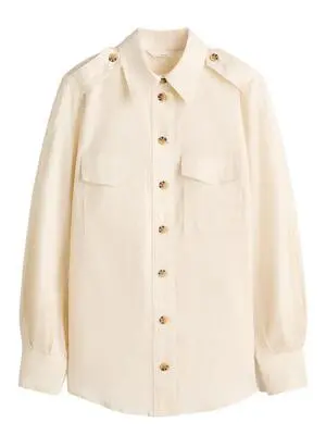 H&m Linen-blend Cargo Shirt - Cream