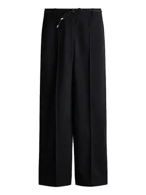 H&m Straight Belted Trousers - Black