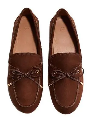 H&m Suede Deck Shoes With Decorative Lacing - Brown