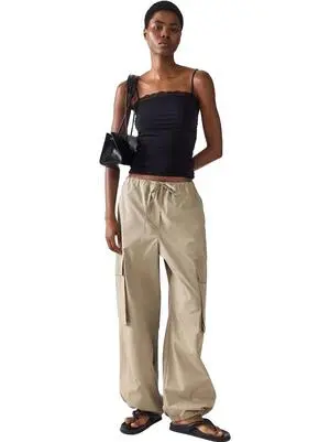 H&m Lace-trimmed Strappy Top - Black