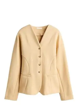H&m Jersey Blazer With V-neckline - Beige
