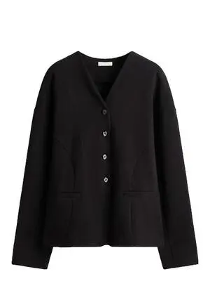 H&m Jersey Blazer With V-neckline - Black