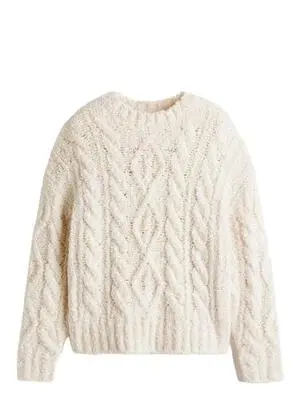 H&m Cable-knit Jumper With Ribbed Details - Cream