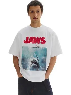 H&M Oversized Fit T-shirt - White/jaws