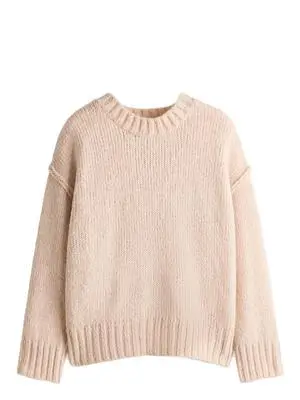 H&m Oversized Wool Blend Jumper - Light Beige