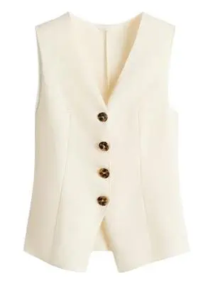 H&m Fitted Jersey Waistcoat With V-neckline - Cream
