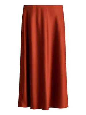 H&m Midi Skirt In Draping Weave - Burnt Orange