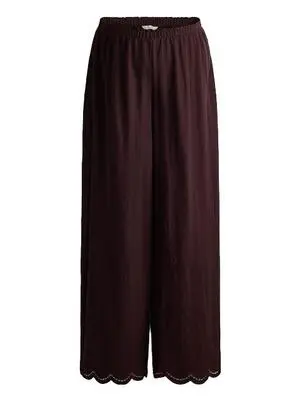 H&m Mama Scalloped Broderie Anglaise Trousers - Dark Brown