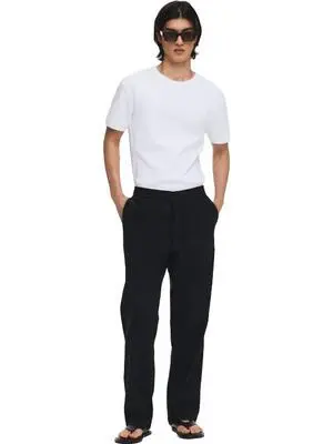 H&m Relaxed Fit Twill Trousers With Drawstring Waist - Black
