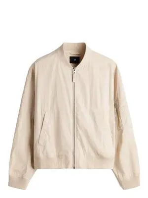 H&m Bomber Jacket With Ribbed Trim - Light Beige