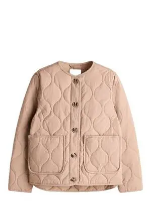 H&m Quilted Jacket With Grosgrain Binding - Beige