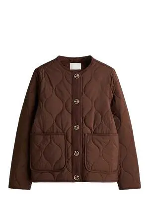 H&m Quilted Jacket With Grosgrain Binding - Dark Brown