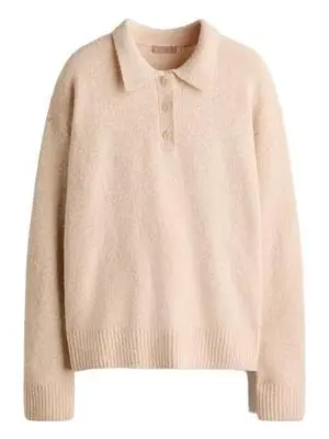 H&M H&M Cable-Knit Polo Jumper With V-Neck Opening