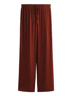 H&m Wide Leg Drawstring Trousers - Rust Brown