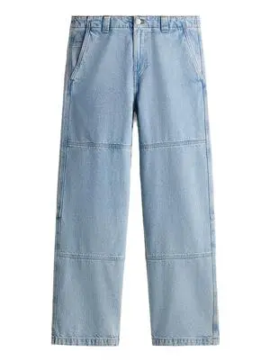 H&m Loose Fit Worker Jeans In Rigid Cotton Denim - Denim Blue