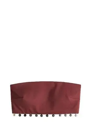 H&m Padded Bandeau Bikini Top With Embellished Trim - Rust Red