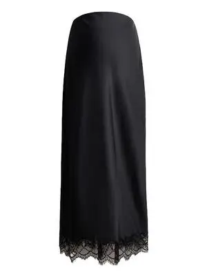 H&m Mama Lace-trimmed Satin Skirt - Black