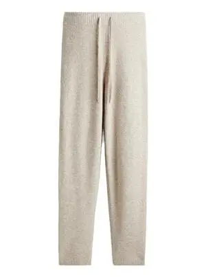 H&m Fine-knit Wool-blend Joggers With Drawstring Waist - Light Beige Melange