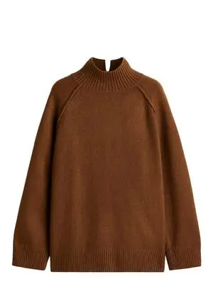 H&m Oversized Turtleneck Jumper - Brown