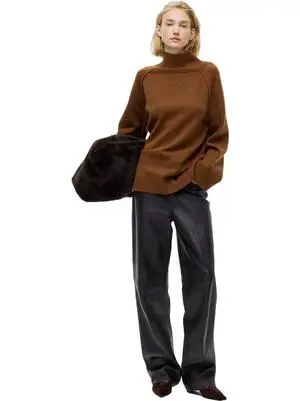 H&m Oversized Turtleneck Jumper - Brown