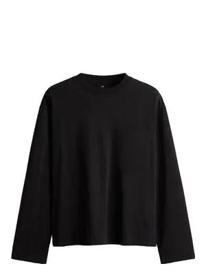 H&m Loose Fit Long-sleeved Jersey Top - Black
