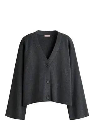 H&m Fine-knit V-neck Cardigan - Dark Gray Melange
