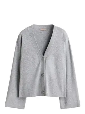 H&m Fine-knit V-neck Cardigan - Gray Melange