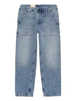 FORTELA Vietnam Inspired Bleach Wash Denim Pants - Blue