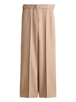 H&m Belted Tailored Trousers - Beige