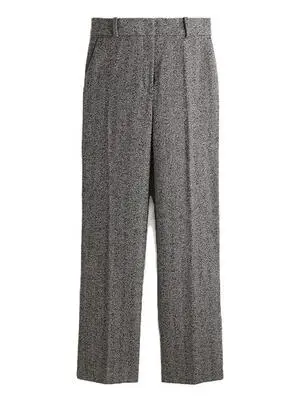 H&m Tailored Straight Leg Trousers - Gray/herringbone-patterned