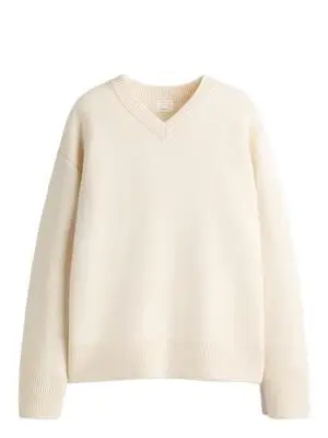 H&m Wool-blend V-neck Jumper - Cream