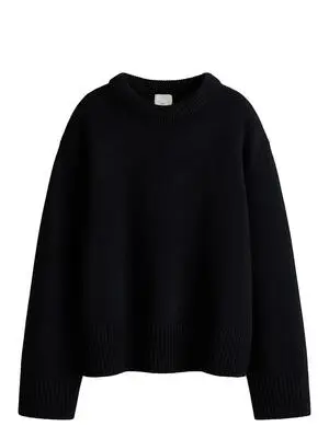 H&m Wool Jumper With Crew Neck And Ribbed Details - Black