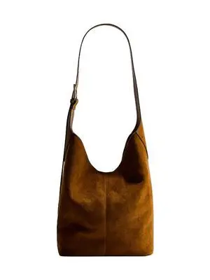 H&m Shoulder Bag With Napped Finish - Brown