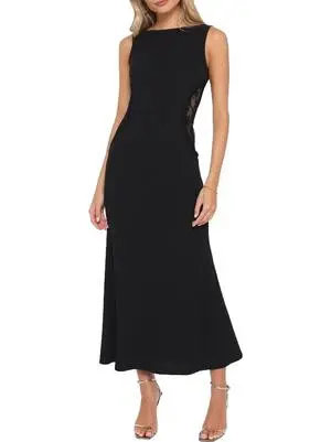 PETAL & PUP Kadija Sleeveless Lace Trim Maxi Dress - Black