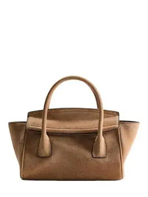 H&m Suede Crossbody Bag With Flap Closure - Beige